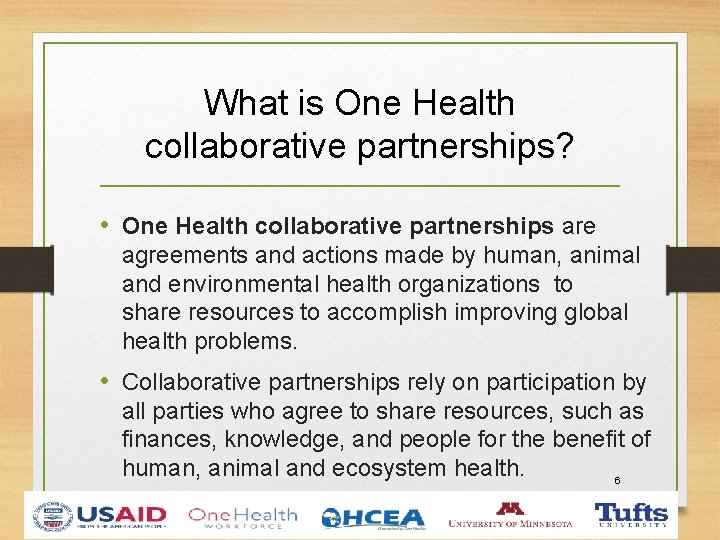 One Health Collaboration and Partnership Power Point No