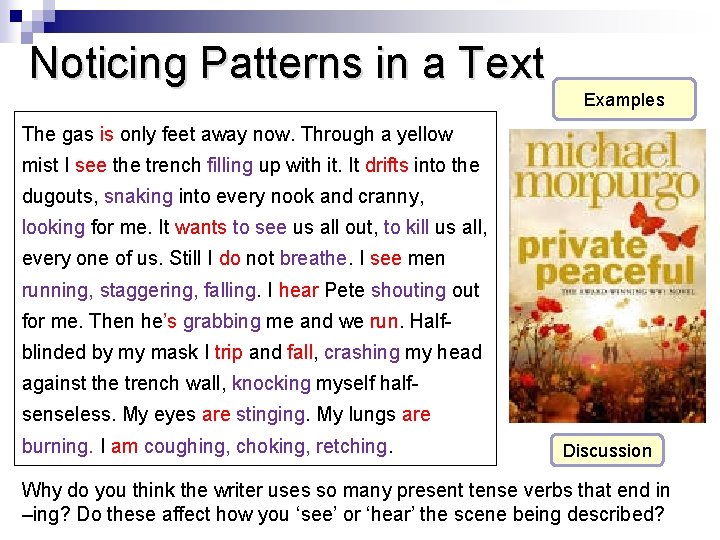 Using verb choices and tense to intensify the