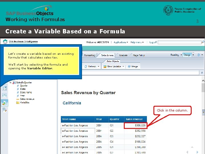 Working with Formulas Web Intelligence Working with Formulas