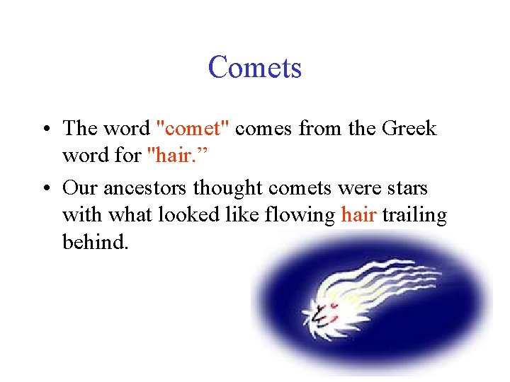 Comets Asteroids and Meteors Copyright by Mr K