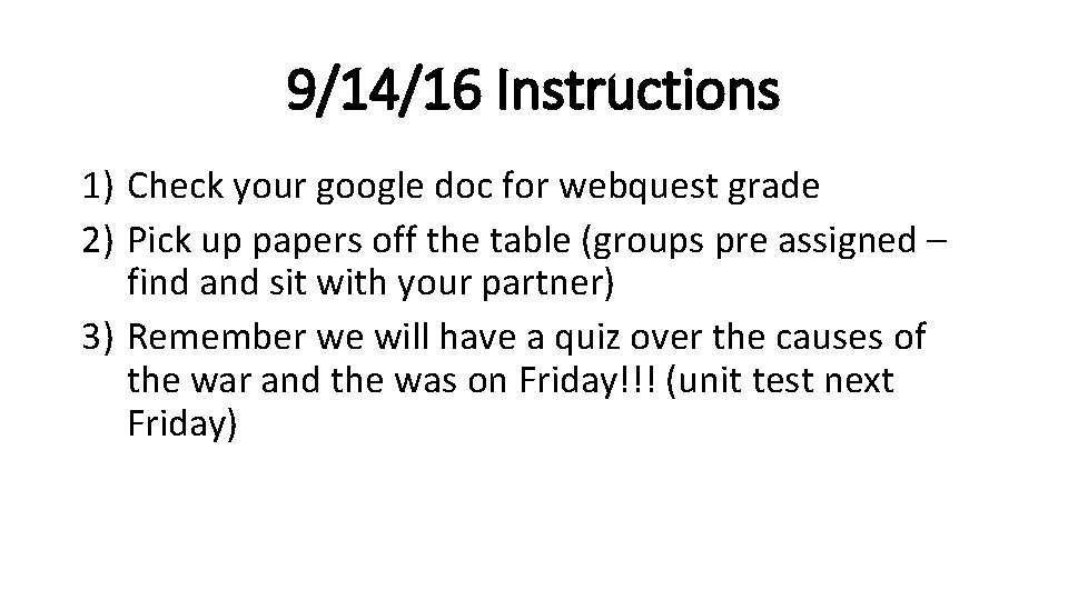 91416 Instructions 1 Check your google doc for