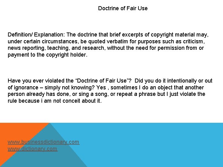COPYRIGHT AND FAIR USE GUIDELINES BY YOUR NAME