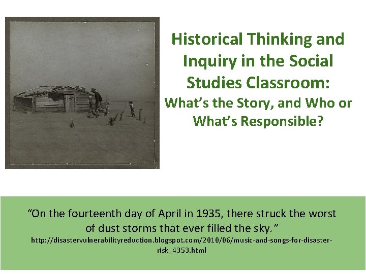 Historical Thinking and Inquiry in the Social Studies