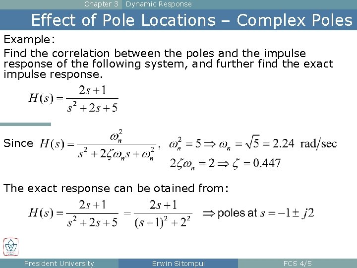 Feedback Control Systems Lecture 4 Dr Ing Erwin