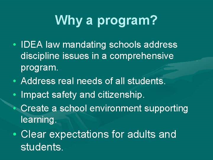 Positive Behavior Support A SchoolWide Discipline Initiative Citizenship