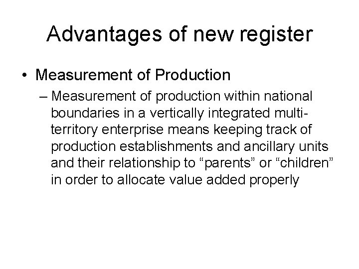 Globalization and Business Registers Conclusions from Canadian Project