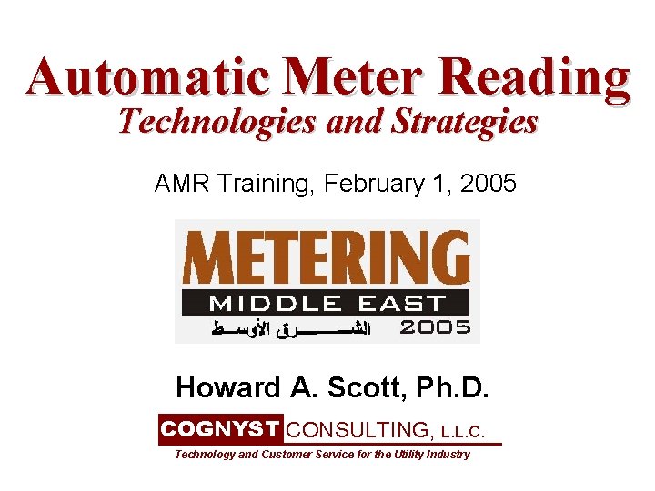 Automatic Meter Reading Technologies and Strategies AMR Training