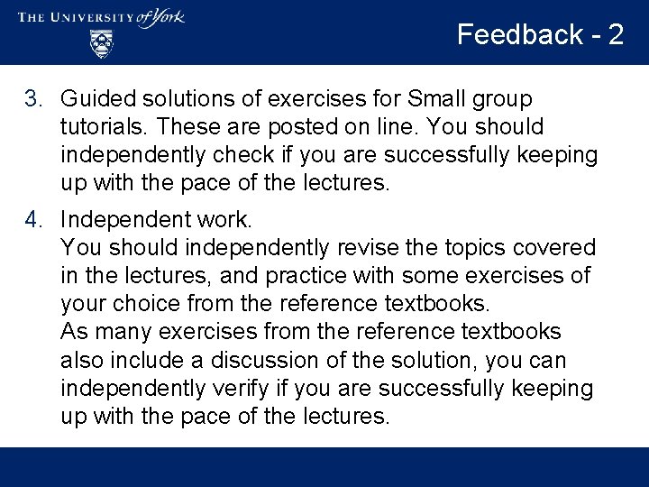 Teaching and Feedback in the Department of Economics