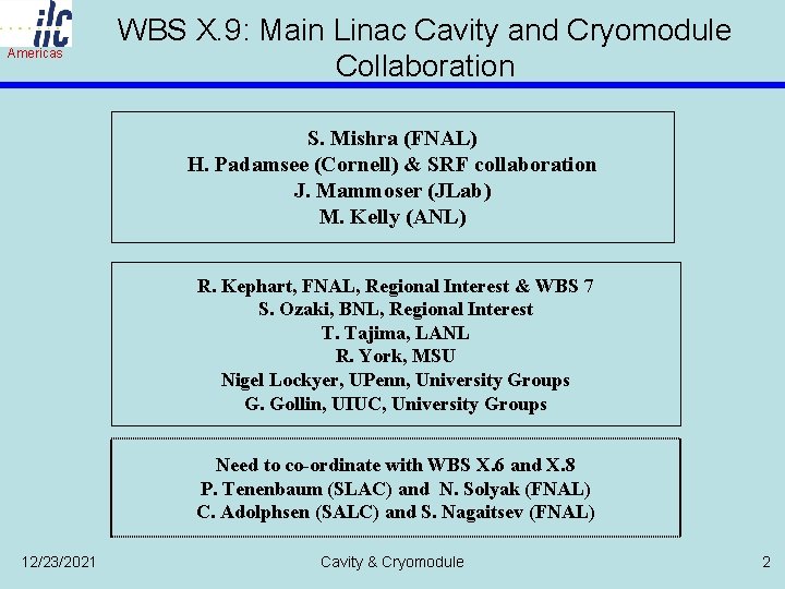 Americas Main Linac Cavity and Cryomodule Shekhar Mishra