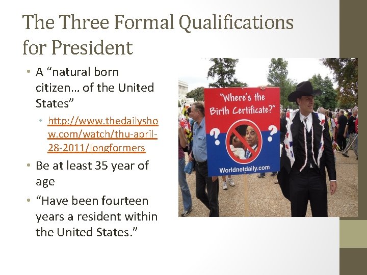 The Executive Branch The Presidency Roles Formal Qualifications