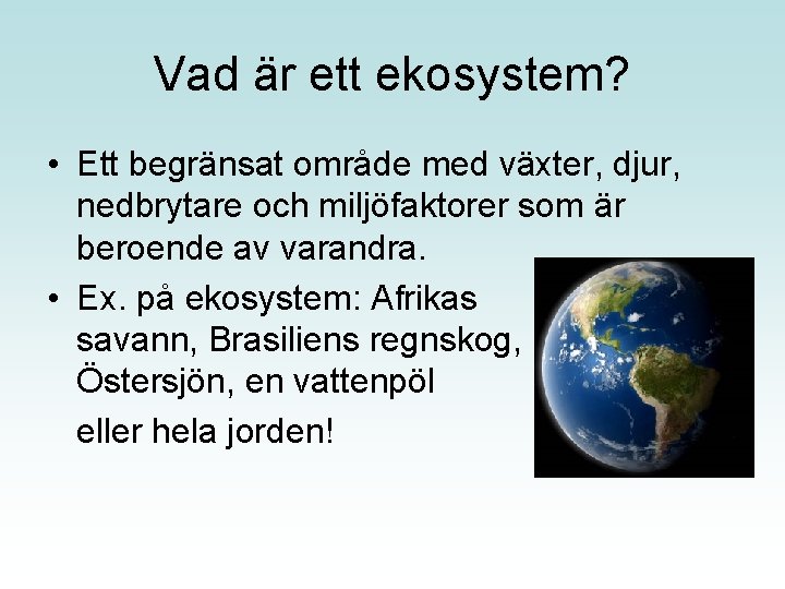 Ekologi Ekologi Samspel beroende Vad r ett ekosystem