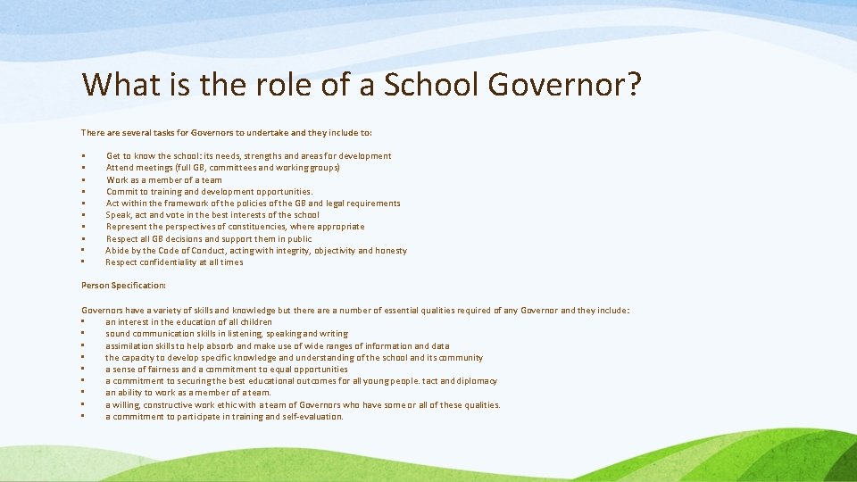 Summerlea Community Primary School Governor Application Pack Welcome