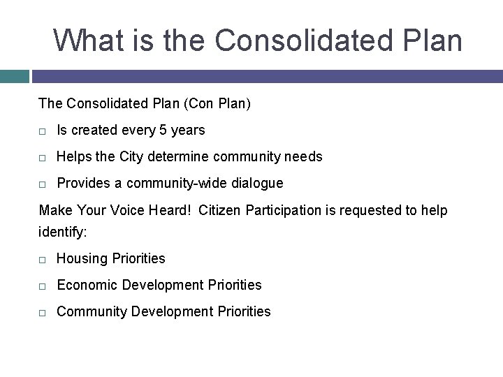 City of Lansing FiveYear Consolidated Plan and Community
