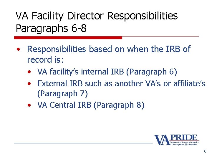 VHA Handbook 1200 05 October 15 2010 Version