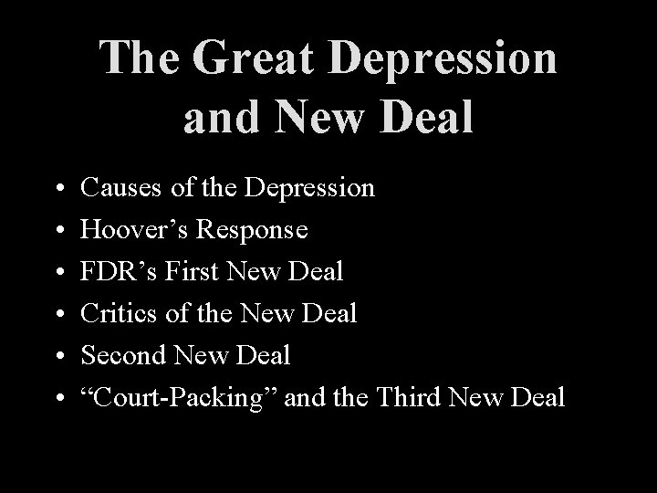 The Great Depression and New Deal Causes of