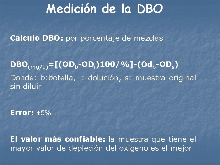 CALIDAD DEL AGUA TEMA DBO DEMANDA BIOQUIMICA DE