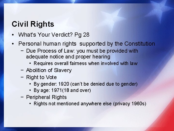 CHAPTER 2 CONSTITUTIONAL RIGHTS Ms Baumgartner Law in