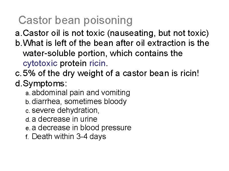 Translation and Ricin Castor beans and castor oil