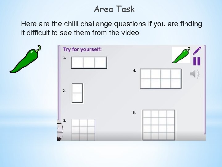 WALT explore area of 2 D shapes I
