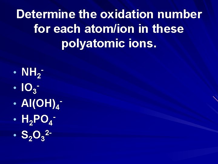 OxidationReduction Reactions REDOX reactions Oxidation the loss of
