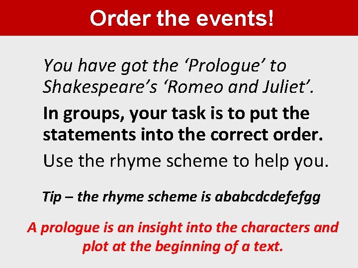English Literature Year 7 Lesson 1 Shakespeares Romeo