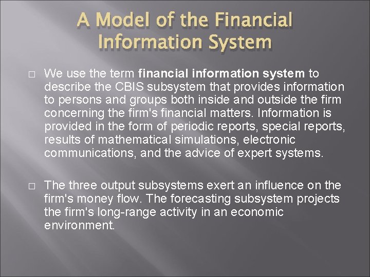 FINANCIAL INFORMATION SYSTEMS Presented By Manjeet Singh Introduction