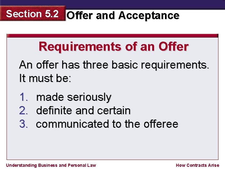 Section 5 2 Offer and Acceptance Section Outline