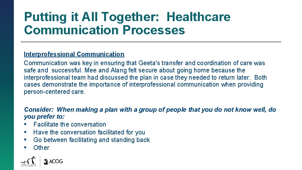 COMMUNICATION A core competency for interprofessional collaborative ...