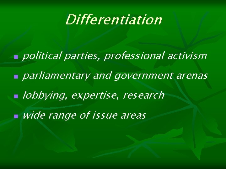 Politics of Sustainable Development 5 The Dilemmas of