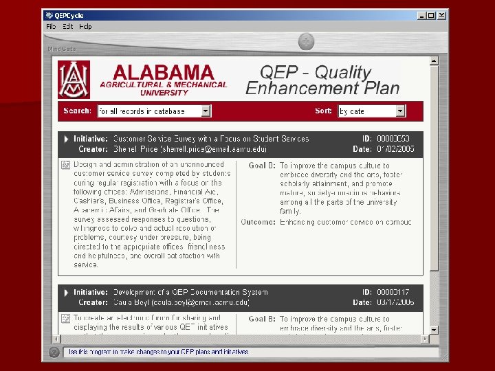 Documenting QEP Progress Development of an OnLine Reporting