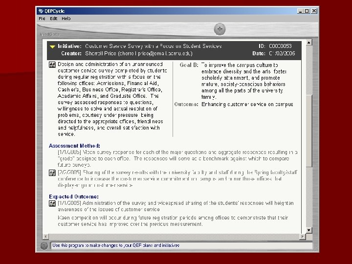 Documenting QEP Progress Development of an OnLine Reporting