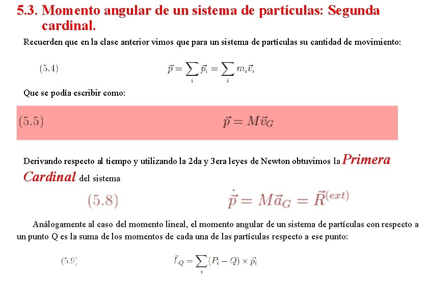 5 3 Momento angular de un sistema de
