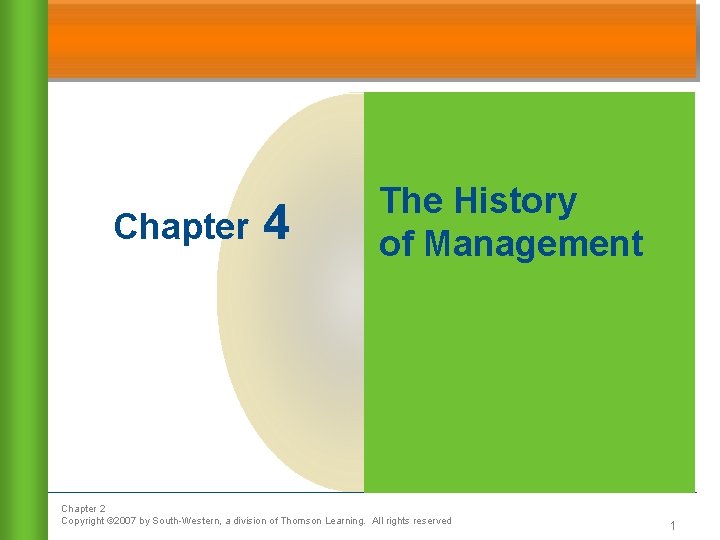 Chapter 4 The History of Management Chapter 2