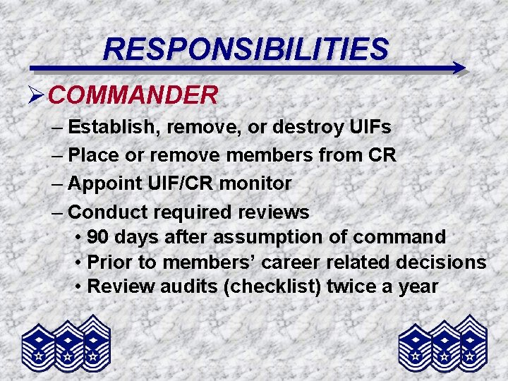USAF FIRST SERGEANT ACADEMY ADMINISTRATIVE REPRIMANDS UNFAVORABLE ...