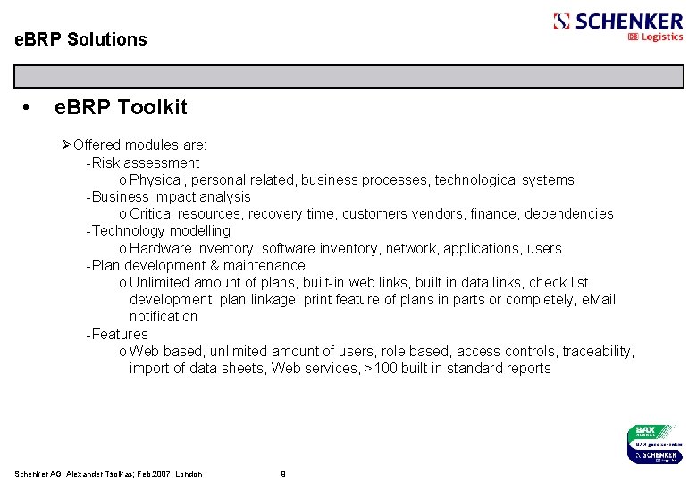 Business Continuity Management BCM tools in operation Tool