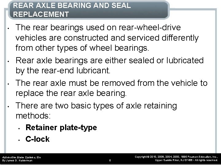CHAPTER 9 Wheel Bearings and Service REAR DRIVE