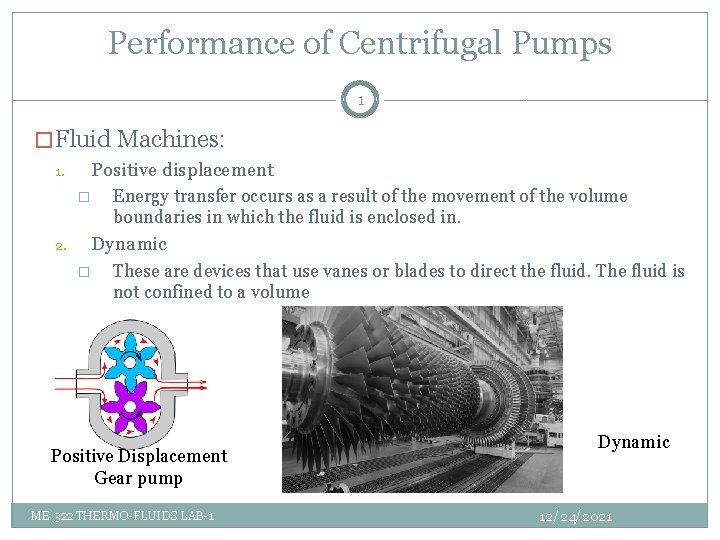 Performance of Centrifugal Pumps 1 Fluid Machines Positive
