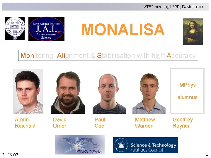 ATF 2 meeting LAPP David Urner MONALISA Monitoring