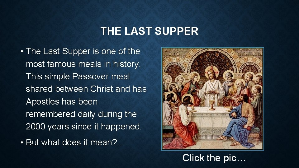 MASS AND THE LAST SUPPER S 56 RE