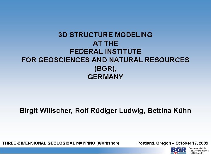 3 D STRUCTURE MODELING AT THE FEDERAL INSTITUTE
