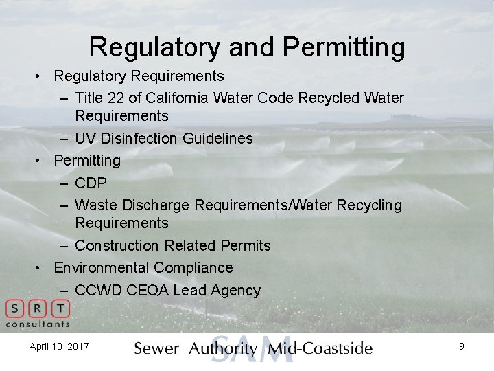 Recycled Water Project Basis of Design Report Board