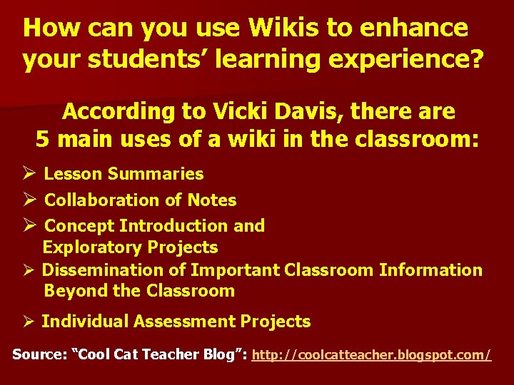 Wikis Creative Collaboration in The Classroom A wiki
