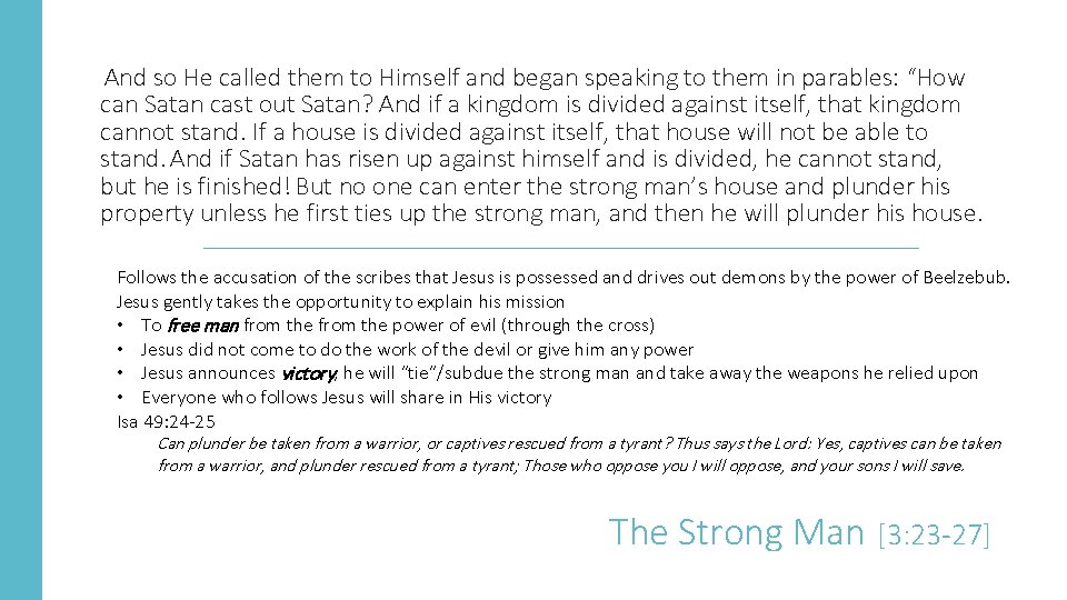 The Gospel of Mark Parables and Miracles a