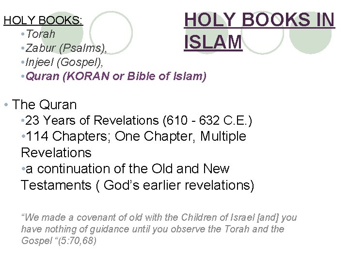 Abrahamic Religions Adapted from Huston Smiths The Soul