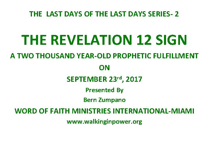 THE LAST DAYS OF THE LAST DAYS SERIES