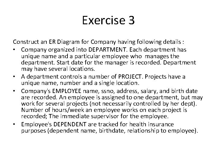 ERD example Exercise 1 Question 1 A university
