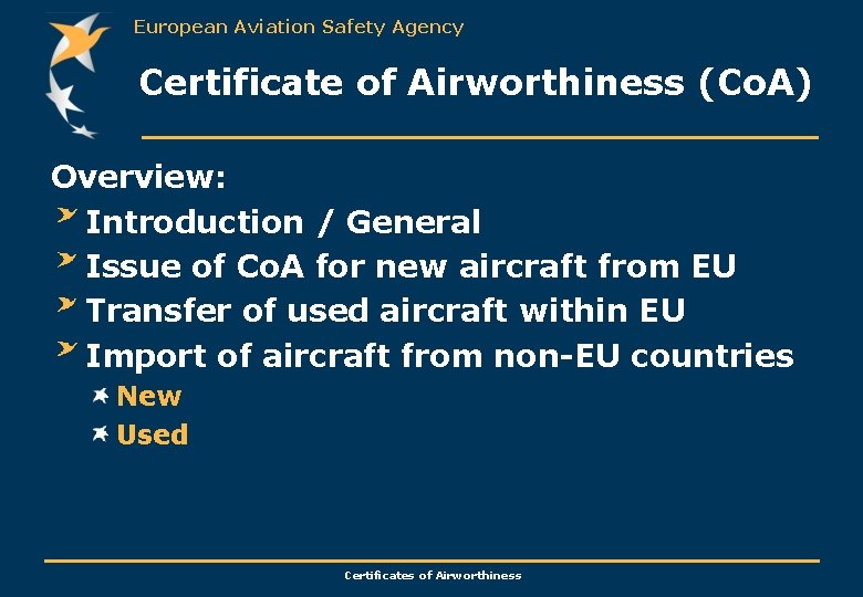 European Aviation Safety Agency Certificates of Airworthiness Peter