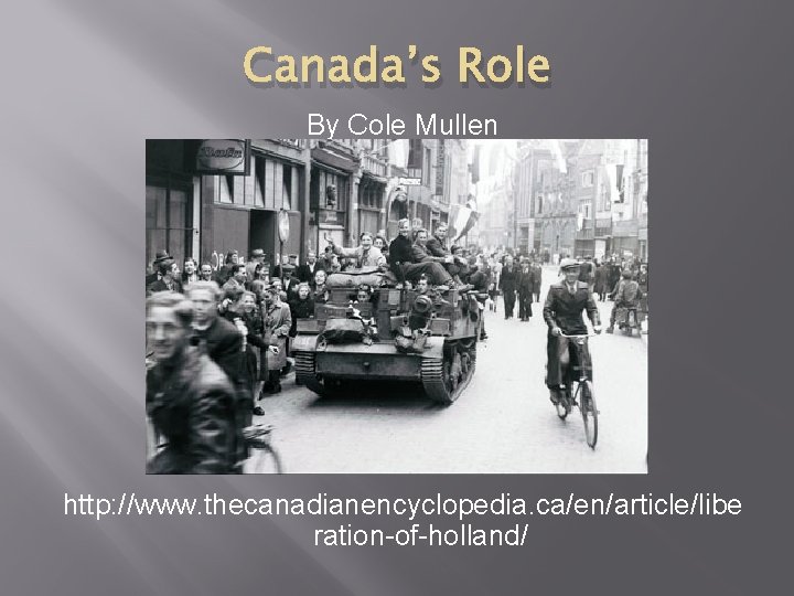 THE LIBERATION OF THE NETHERLANDS By Aman Manji