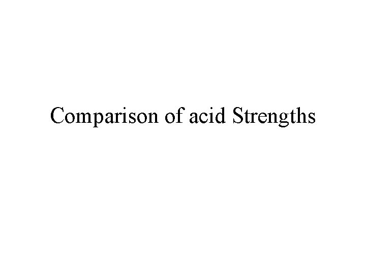 Comparison of acid Strengths How atoms affect acid