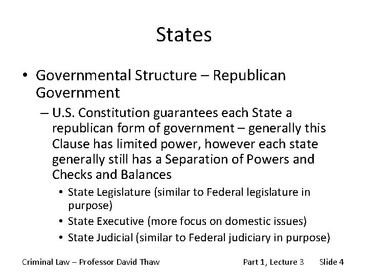 Criminal Law Part 1 The American Federalist Republic